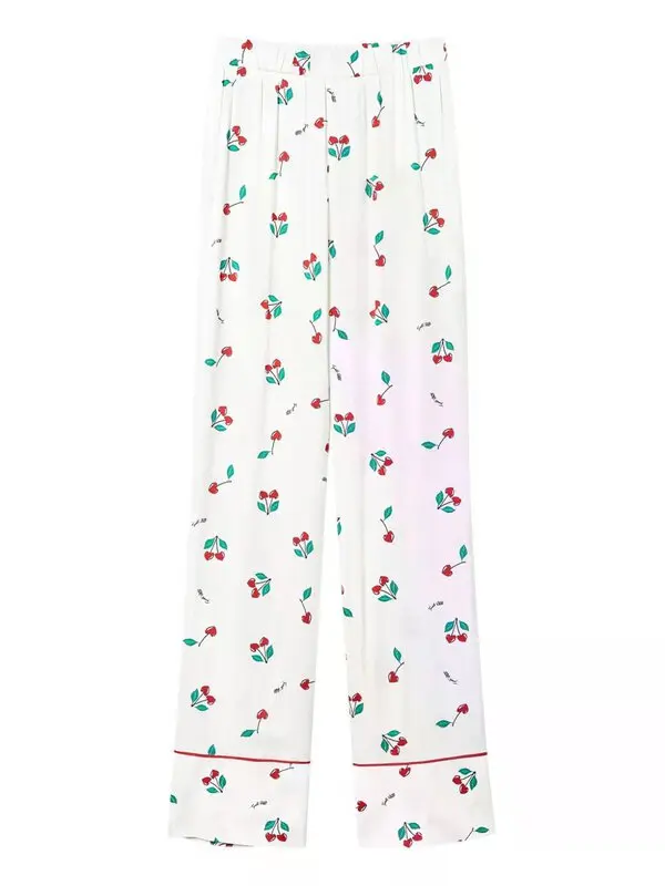 TWINSET Cherry-pattern Satin Pajama Bottoms - White