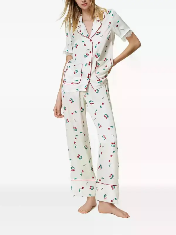 TWINSET Cherry-pattern Satin Pajama Bottoms