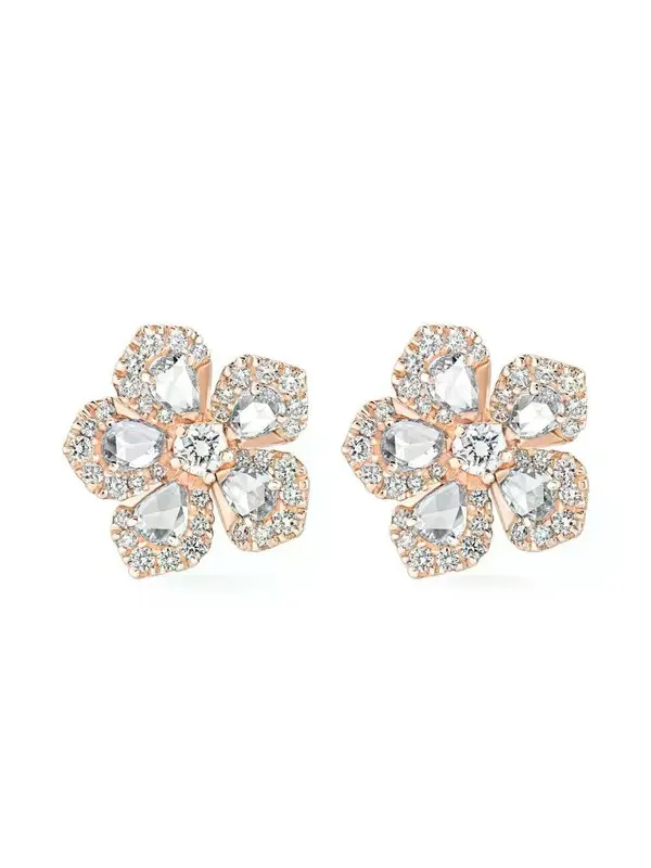 DAVID MORRIS 18k Rose Gold Diamond Earrings - Pink
