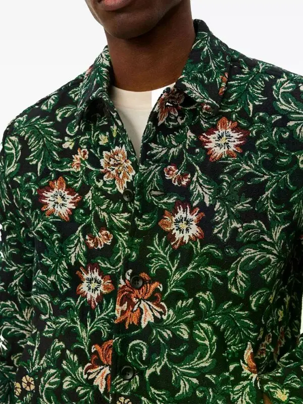 LES DEUX Jaiden Floral-jacquard Shirt Jacket
