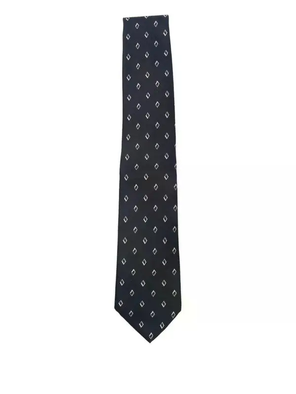 Emporio Armani Diamond-pattern Neck Tie - Blue