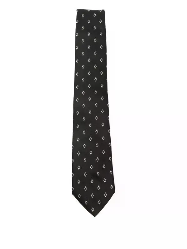 Emporio Armani Diamond-pattern Silk Tie - Blue