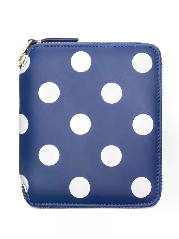 Comme Des Garçons Polka-dot Zipped Wallet - Blue
