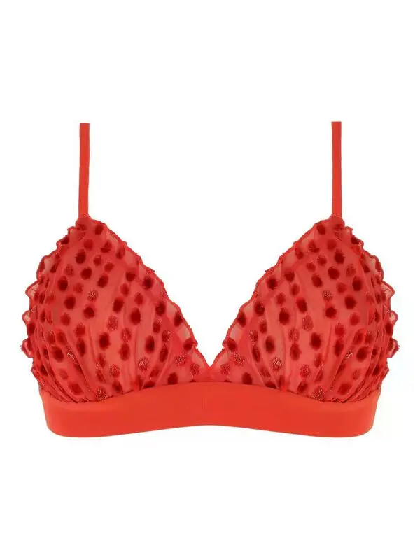 Love Stories Velvet-dot Triangle Bra - Red