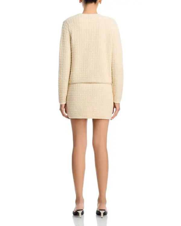 Aqua Crystal Button Sweater Skirt - Tan