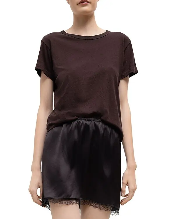 LESET Lace Trim Mini Skirt - Chocolate