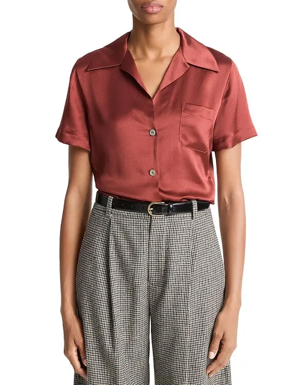 Vince Silk Short Sleeve Blouse - Siena