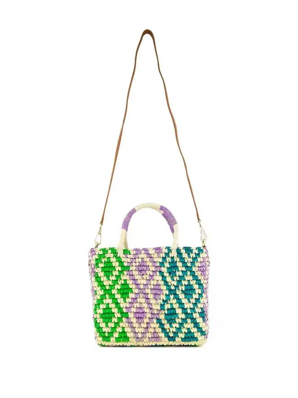 SENSI STUDIO Medium Patterned Straw Tote Bag