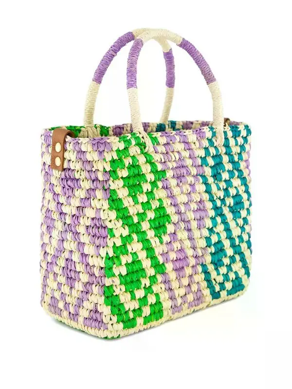 SENSI STUDIO Medium Patterned Straw Tote Bag