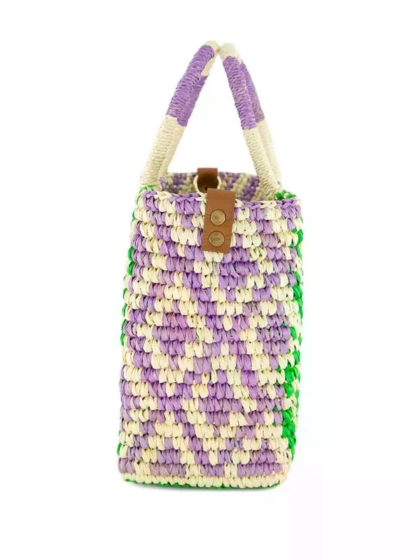 SENSI STUDIO Medium Patterned Straw Tote Bag