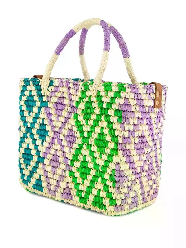 SENSI STUDIO Medium Patterned Straw Tote Bag