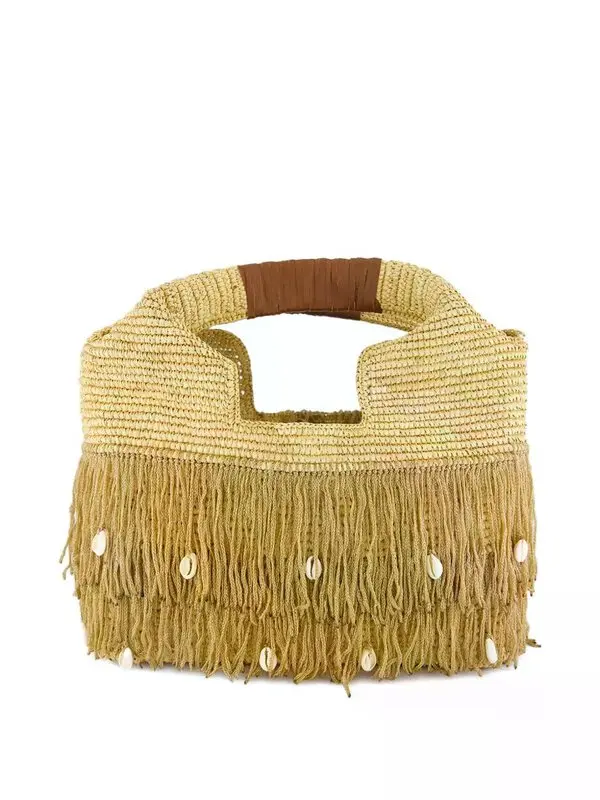 SENSI STUDIO Fringed Toquilla Straw Handbag