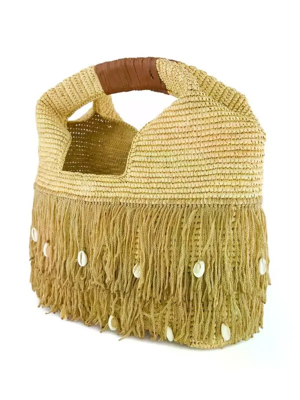 SENSI STUDIO Fringed Toquilla Straw Handbag