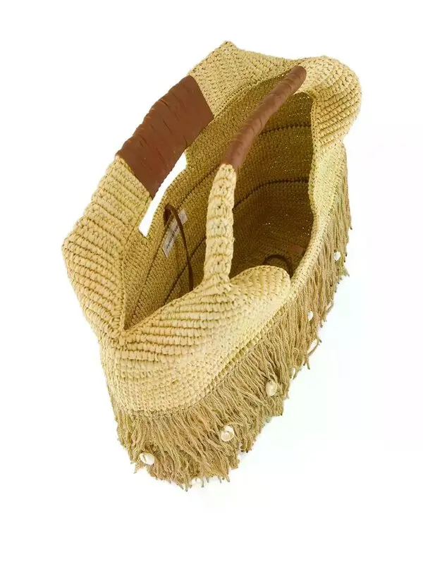 SENSI STUDIO Fringed Toquilla Straw Handbag