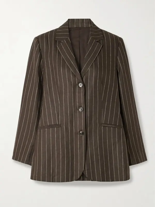 Posse Leon Pinstriped Linen-twill Blazer