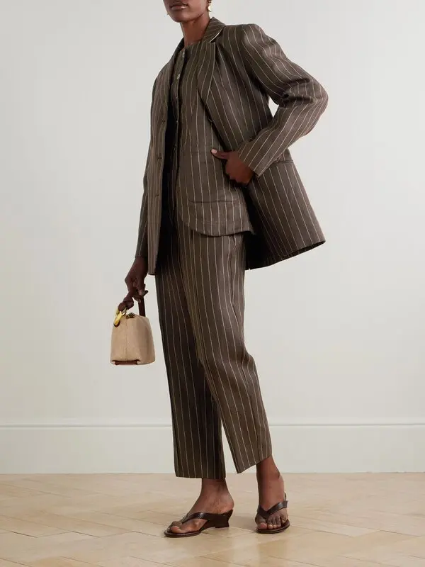 Posse Leon Pinstriped Linen-twill Blazer