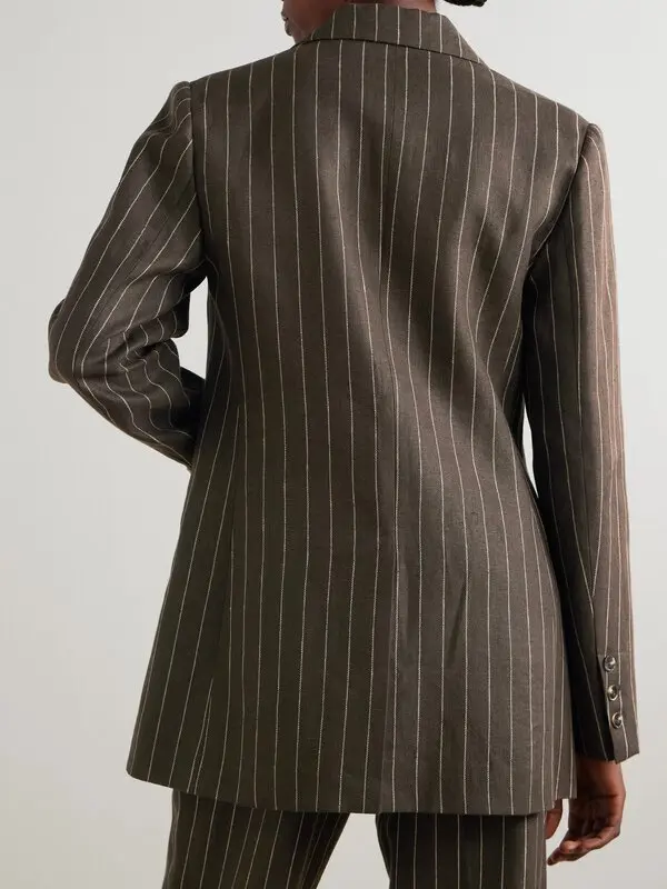 Posse Leon Pinstriped Linen-twill Blazer