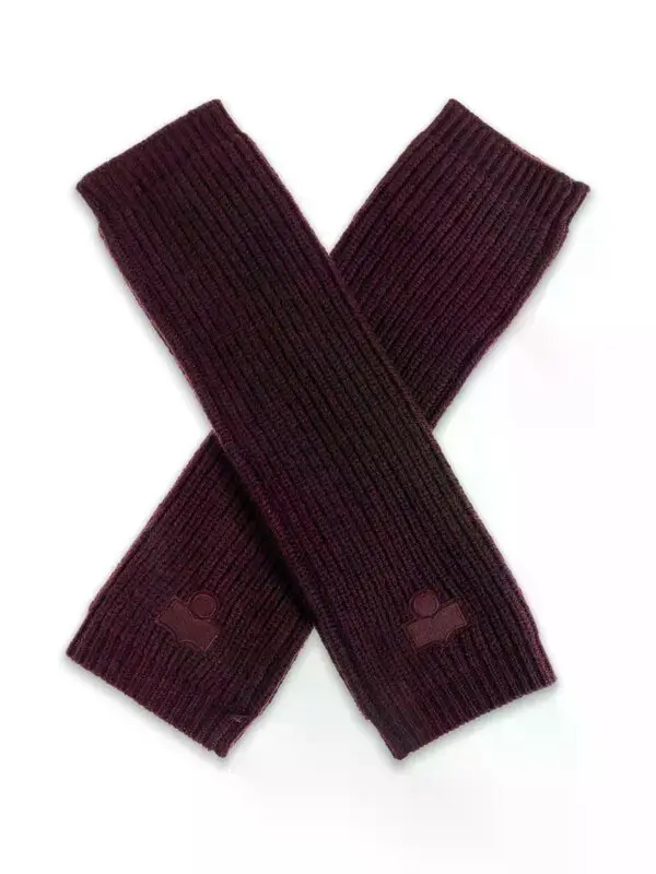 Isabel Marant Ribbed Knit Fingerless Gloves - Purple