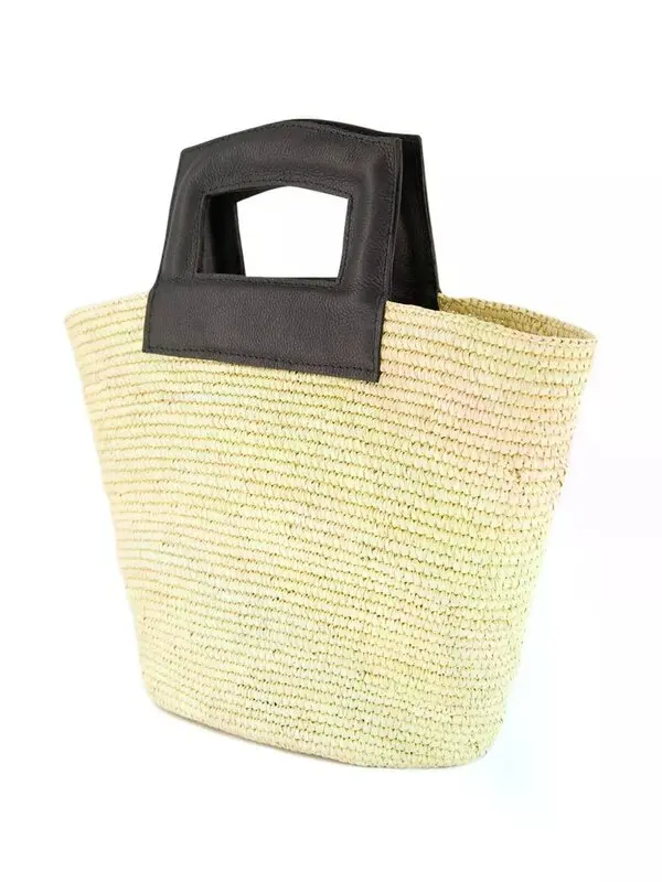 SENSI STUDIO Straw Tote Bag With Leather Handles