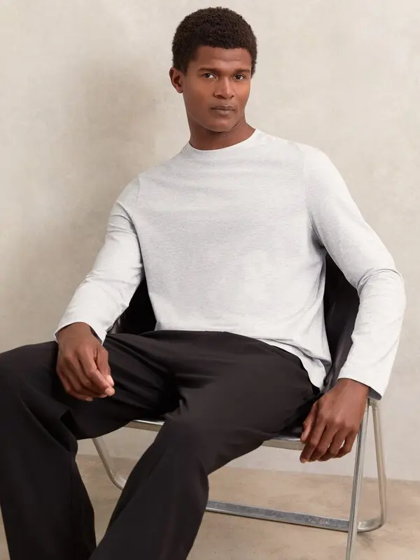 REISS Stretch-cotton Loungewear T-shirt - Soft Grey