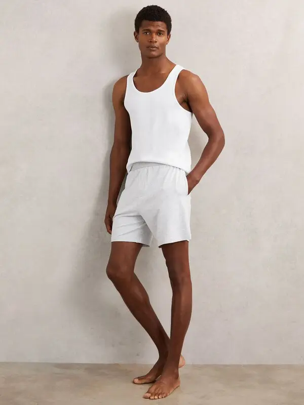REISS Fleet Cotton Jersey Shorts - Soft Grey