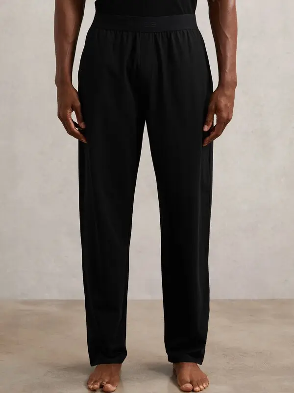 REISS Hugo Cotton Jersey Logo-waistband Joggers With Stretch - Black