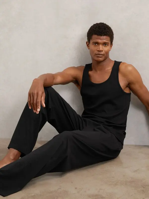 REISS Hugo Cotton Jersey Logo-waistband Joggers With Stretch - Black