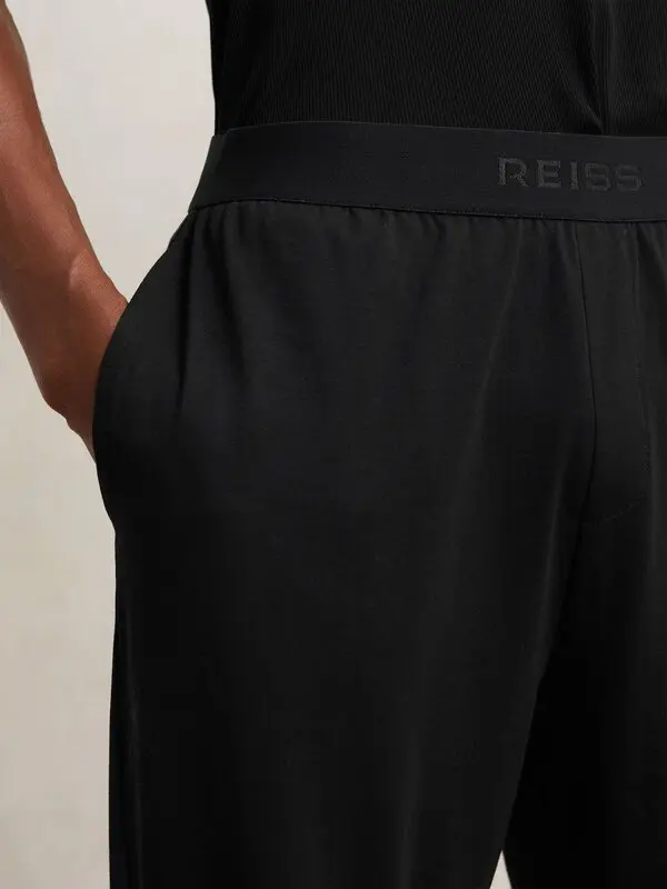 REISS Hugo Cotton Jersey Logo-waistband Joggers With Stretch - Black