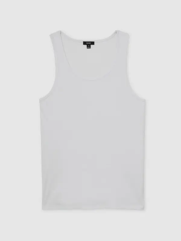 REISS Jaden Stretch-cotton Ribbed Vest - White