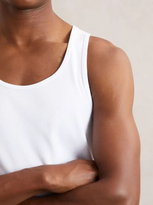 REISS Jaden Stretch-cotton Ribbed Vest - White