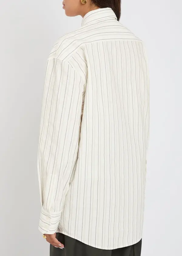 Saint Laurent Logo Stripe-embroidered Cotton Shirt