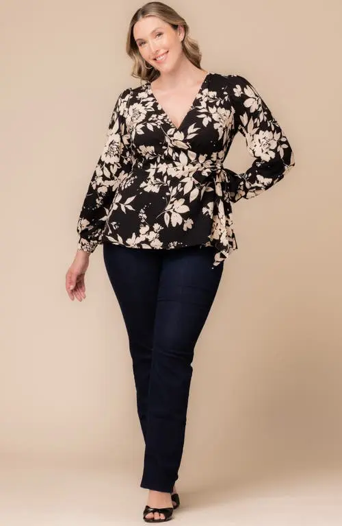 KIYONNA Printed Wrap Top - Vintage Ivory Florals
