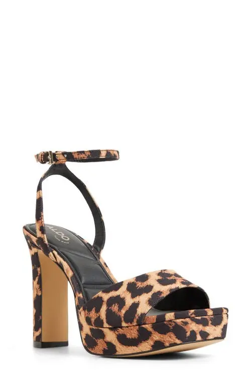 Aldo Platform Sandal With Ankle Strap - Brown Multi