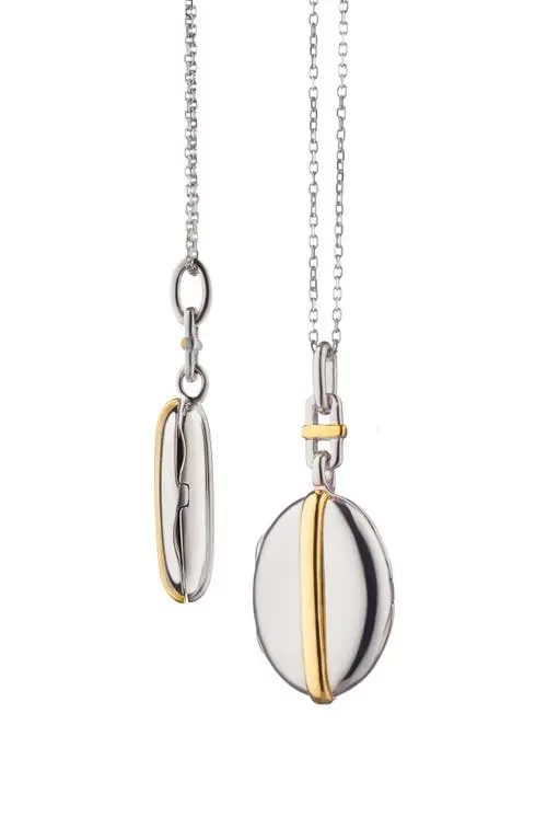 Monica Rich Kosann Tess Slim Oval Locket Necklace - Sterling Silver/18k Yellow Gold