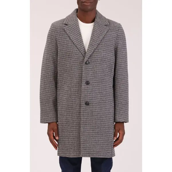 Bagatelle Houndstooth Topcoat - Grey-navy Houndstooth