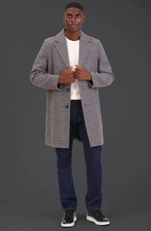 Bagatelle Houndstooth Topcoat - Grey-navy Houndstooth