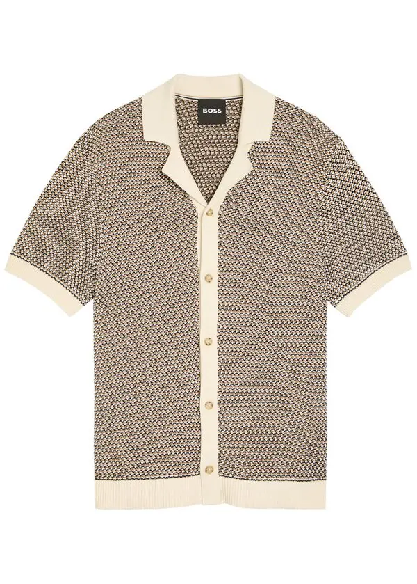 BOSS Knitted Cotton Shirt - Beige
