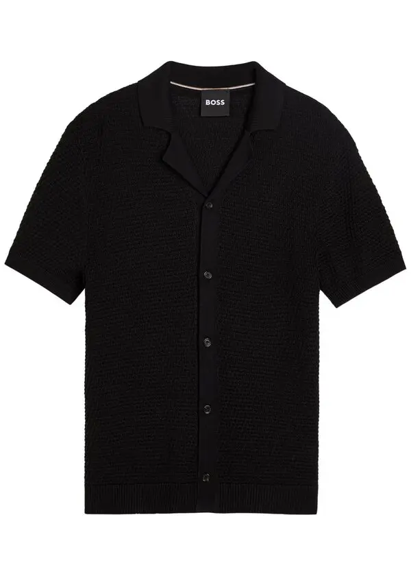 BOSS Knitted Cotton Shirt - Black
