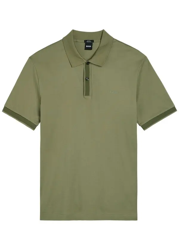 BOSS Logo Jersey Polo Shirt - Khaki