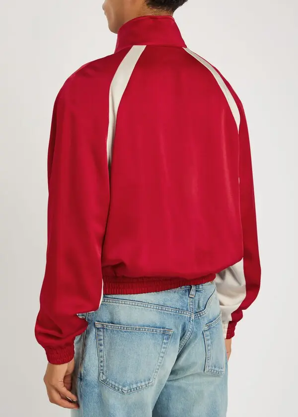 Saint Laurent Satin-crepe Track Jacket - Red