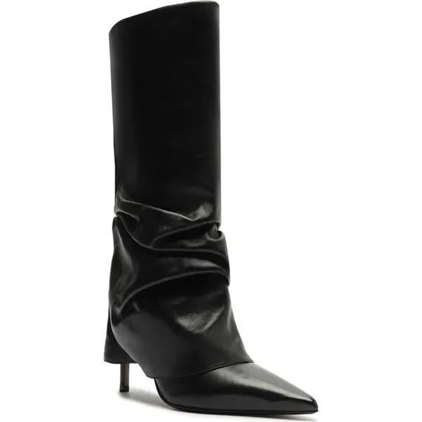 Schutz Mikki Up Cloak Pointed Toe Boot - Black