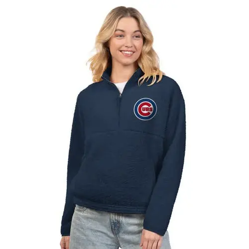 G-III 4HER BY CARL BANKS Chicago Cubs Everst Sherpa Half-zip Pullover
