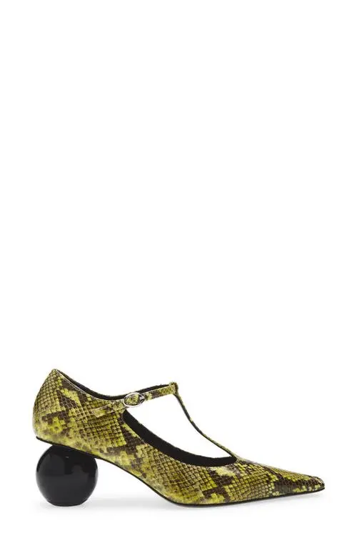 Marni Orb Snakeskin Embossed T-strap Pumps