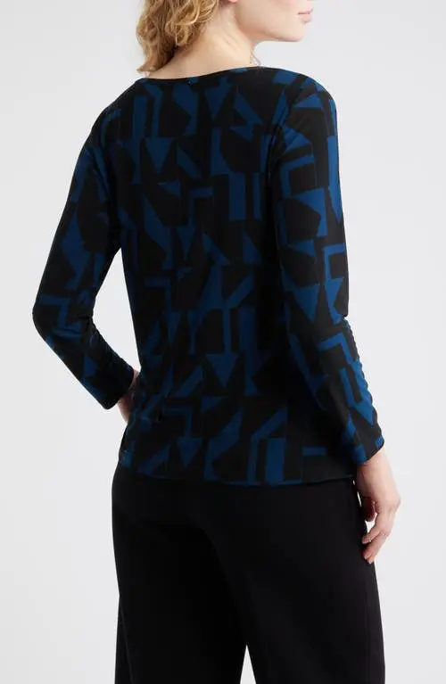 Anne Klein Printed Stretch-jersey Top