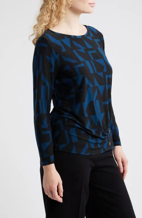 Anne Klein Printed Stretch-jersey Top