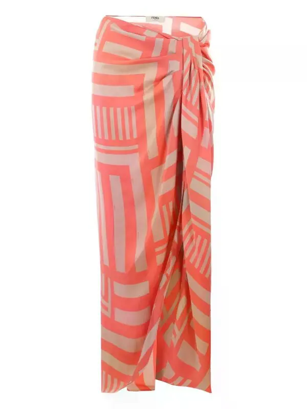 Fendi Labyrinth Knotted Silk Skirt