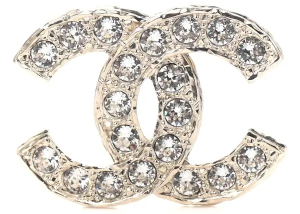 Chanel Crystal Cc Brooch - Light Gold