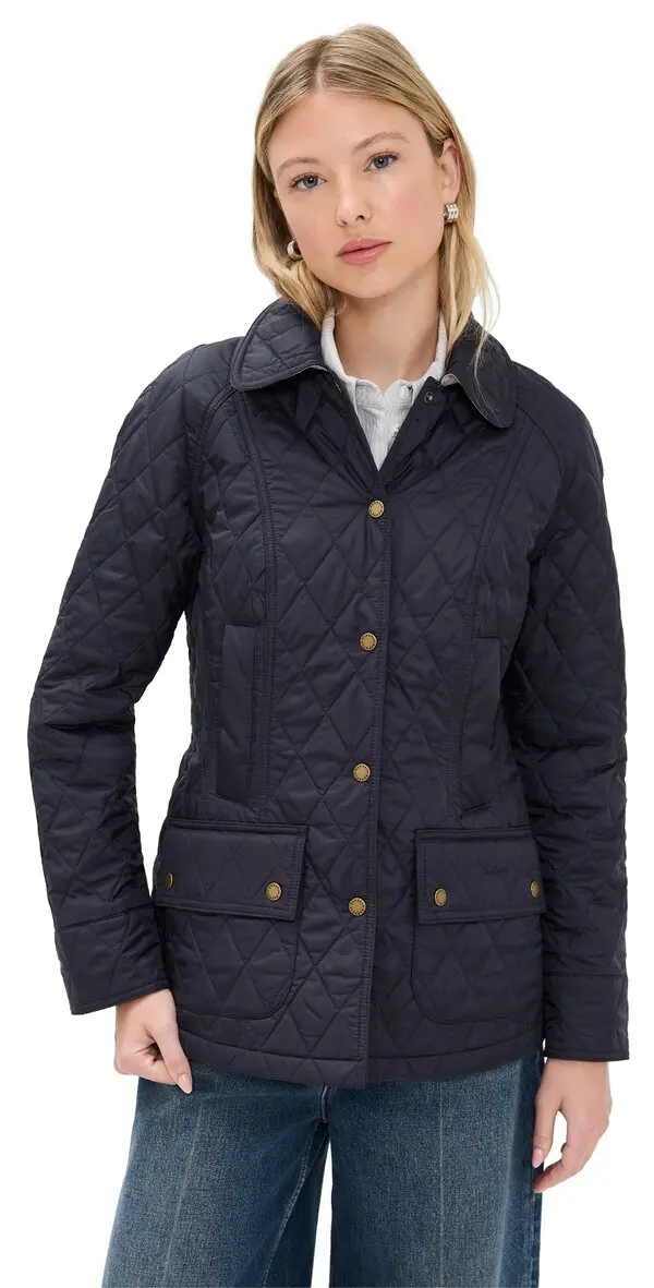 Barbour Diamond Quilted Barn Jacket - Navy
