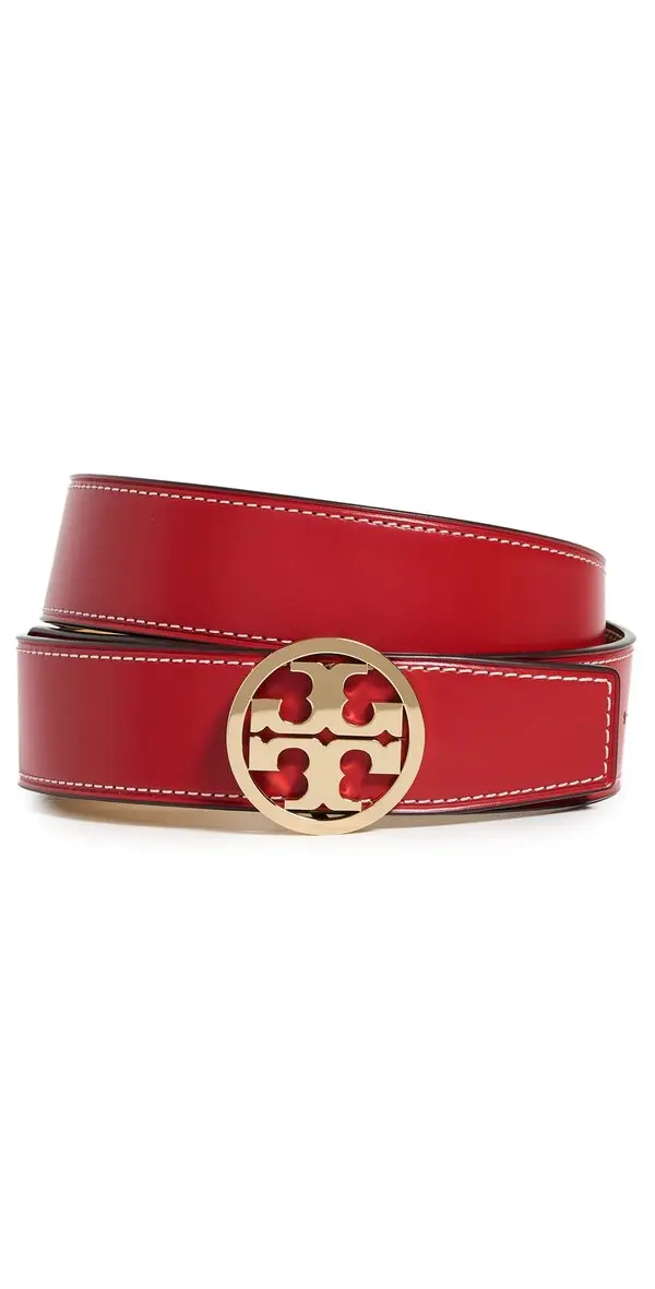 Tory Burch 1.5 Miller Reversible Belt - Tory Red/ginger Shortbread/gol