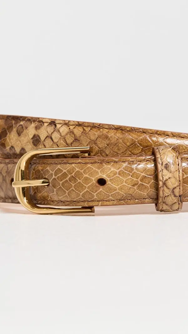 NILI LOTAN Jane Snakeskin Belt - Camel Snakeskin W/ Antique Gold